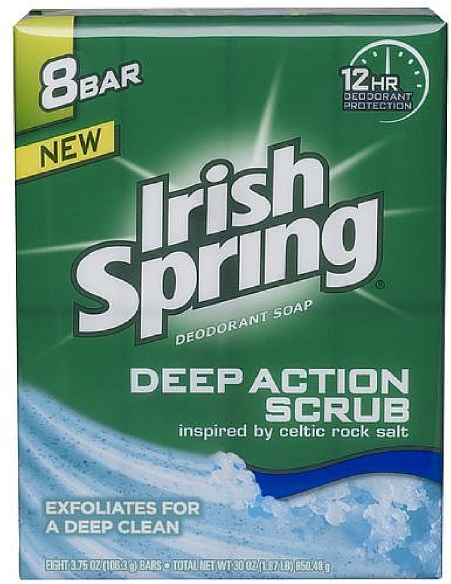 Irish Spring Deodorant Soap ZS23 Bars Deep Action Scrub with Scrubbing ...