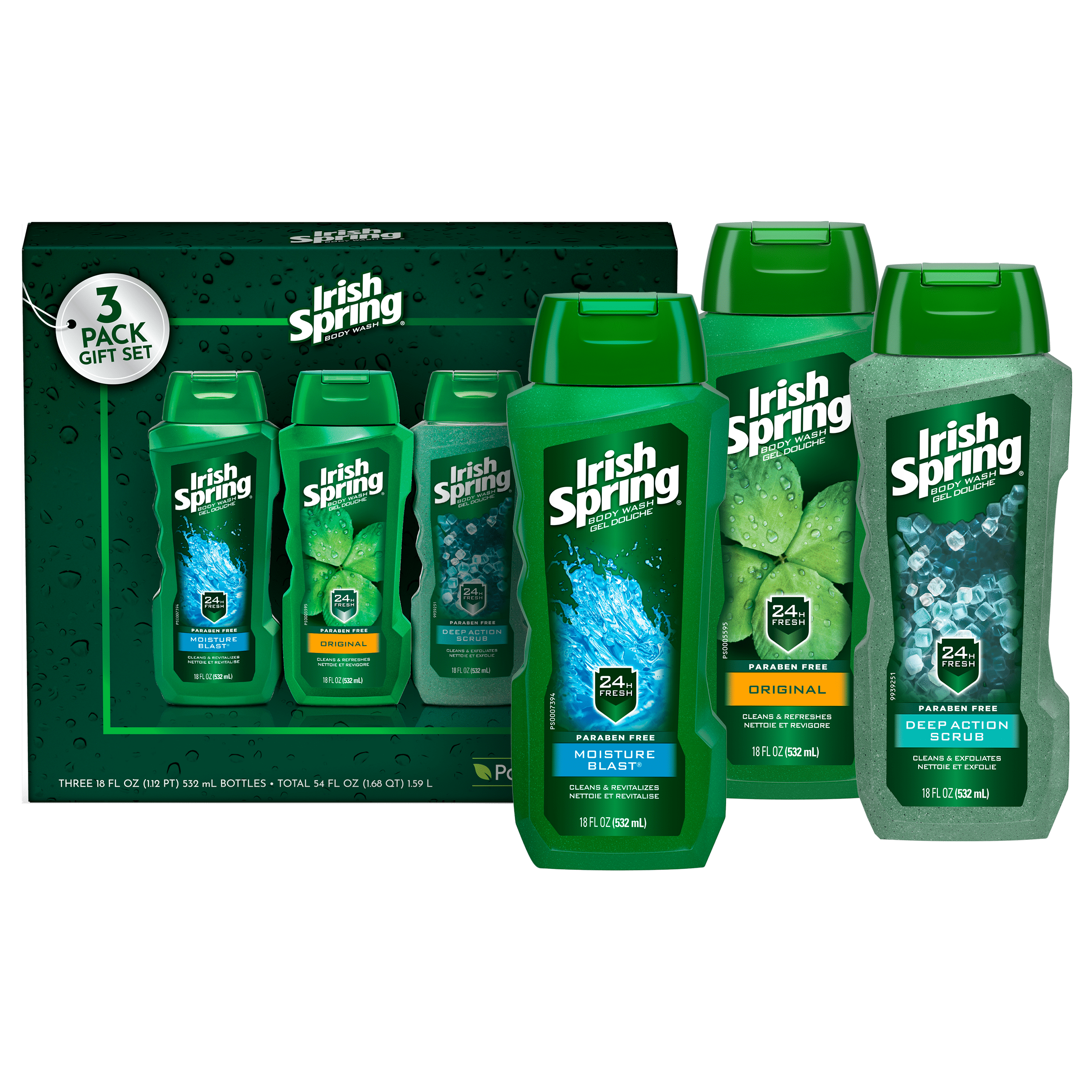 Irish Spring Men's Body Wash Shower Gel Holiday Gift Pack, 18 Fl Oz, 3 ... Irish Spring Men's Body Wash Shower Gel Holiday Gift Pack, 18 Fl Oz, 3 ...
