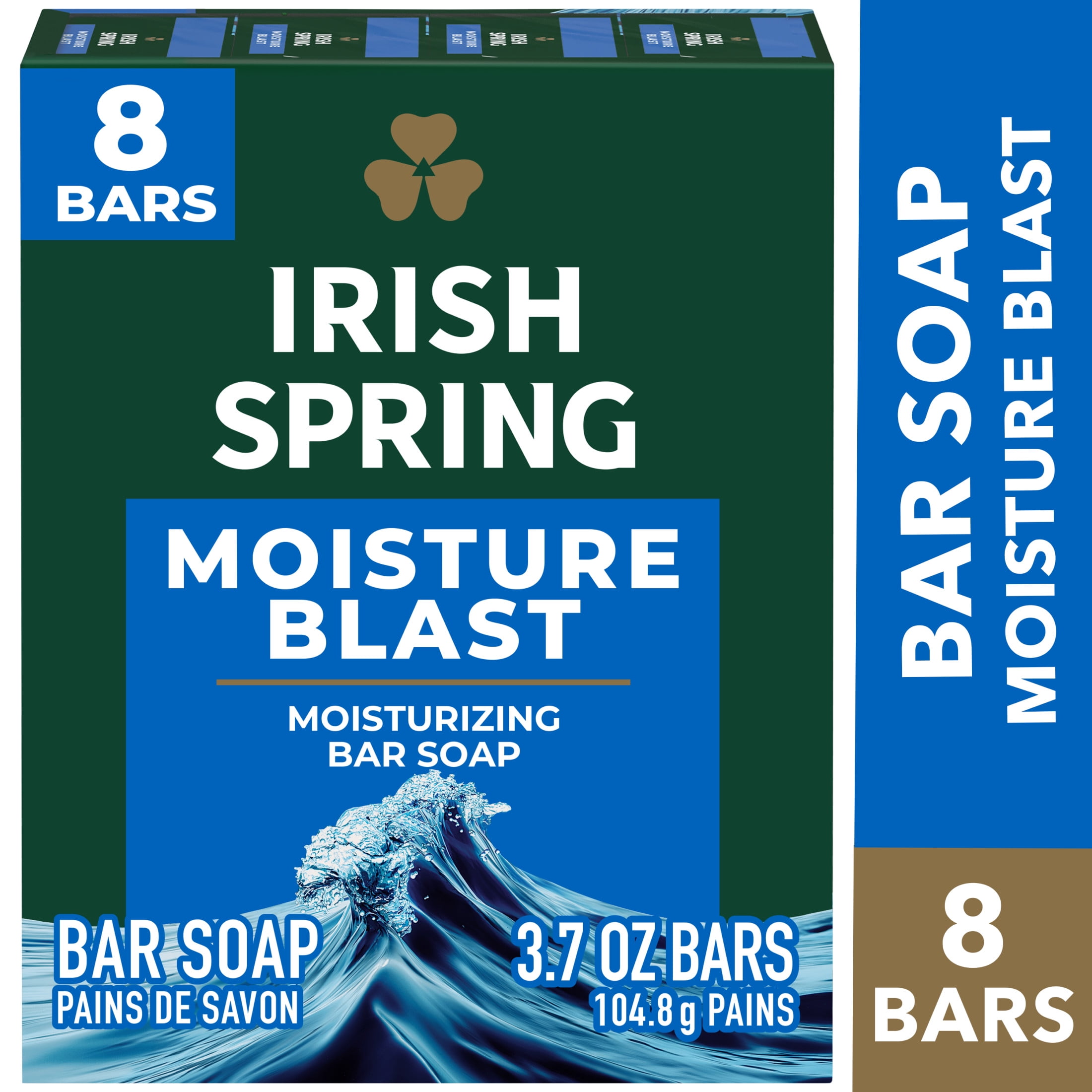 Irish Spring Moisture Blast Bar Soap for Men, Moisturizing Bar Soap, All Skin Types, 3.7 Ounce ...