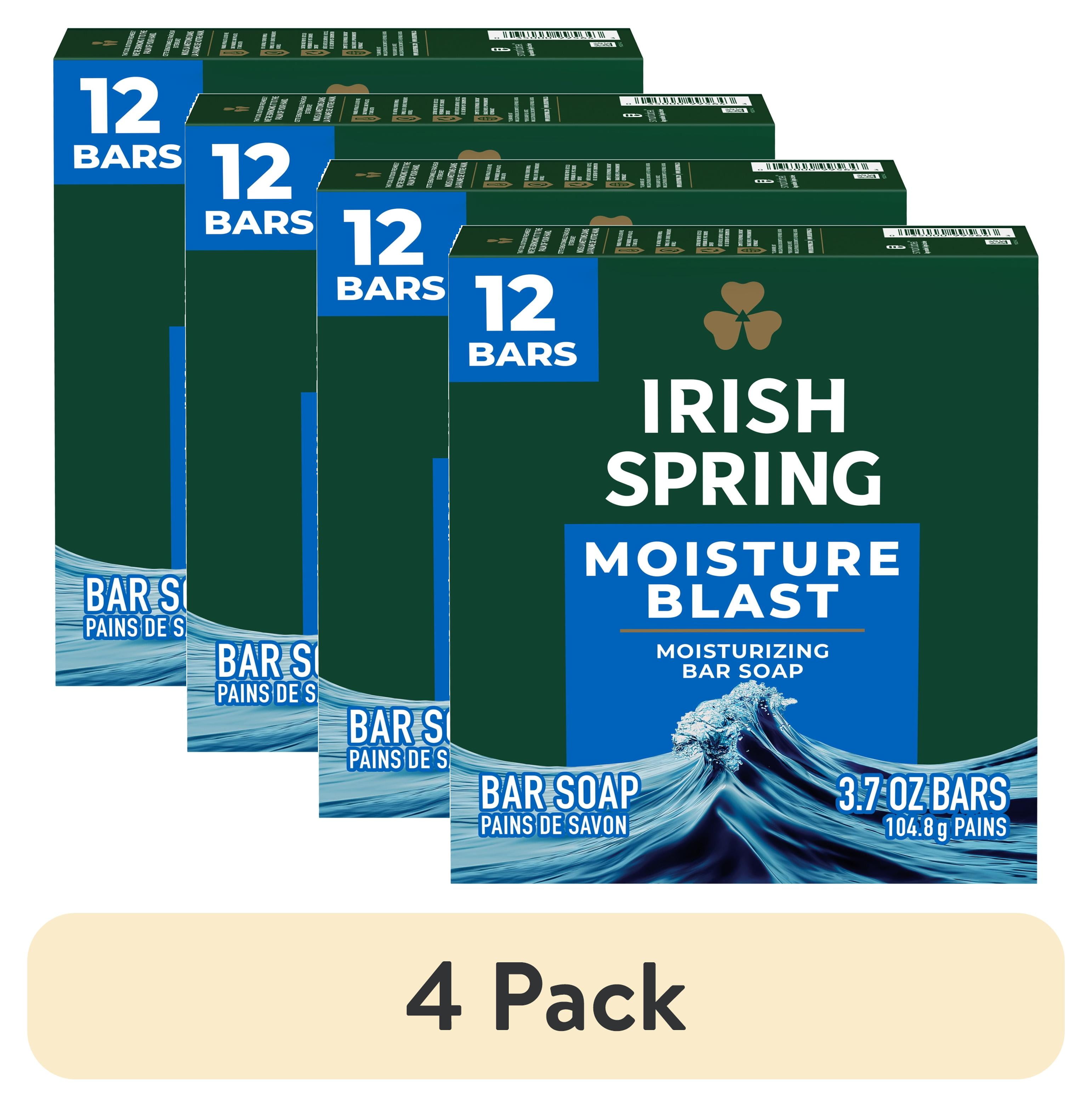 (4 pack) Irish Spring Moisture Blast Deodorant Bar Soap for Men, 3.7 oz ...