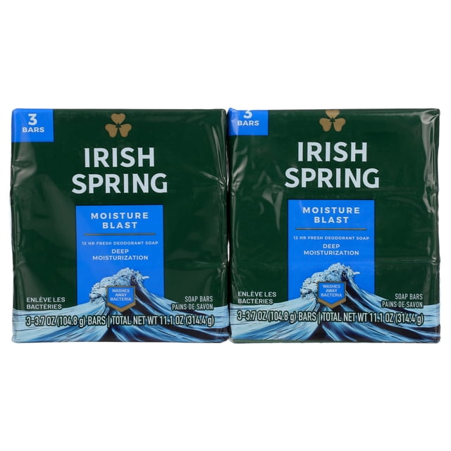 Irish Spring Moisture Blast, Moisturizing Bar Soap, 3.7 Ounce, 6 Bar ...