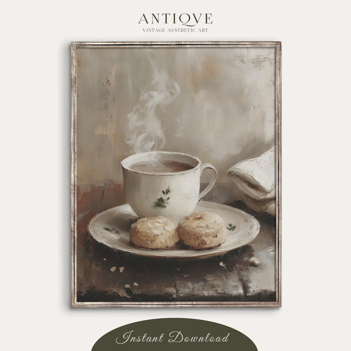 Irish Tea & Scones Art, Vintage Kitchen Decor, Cozy Cottagecore Poster ...