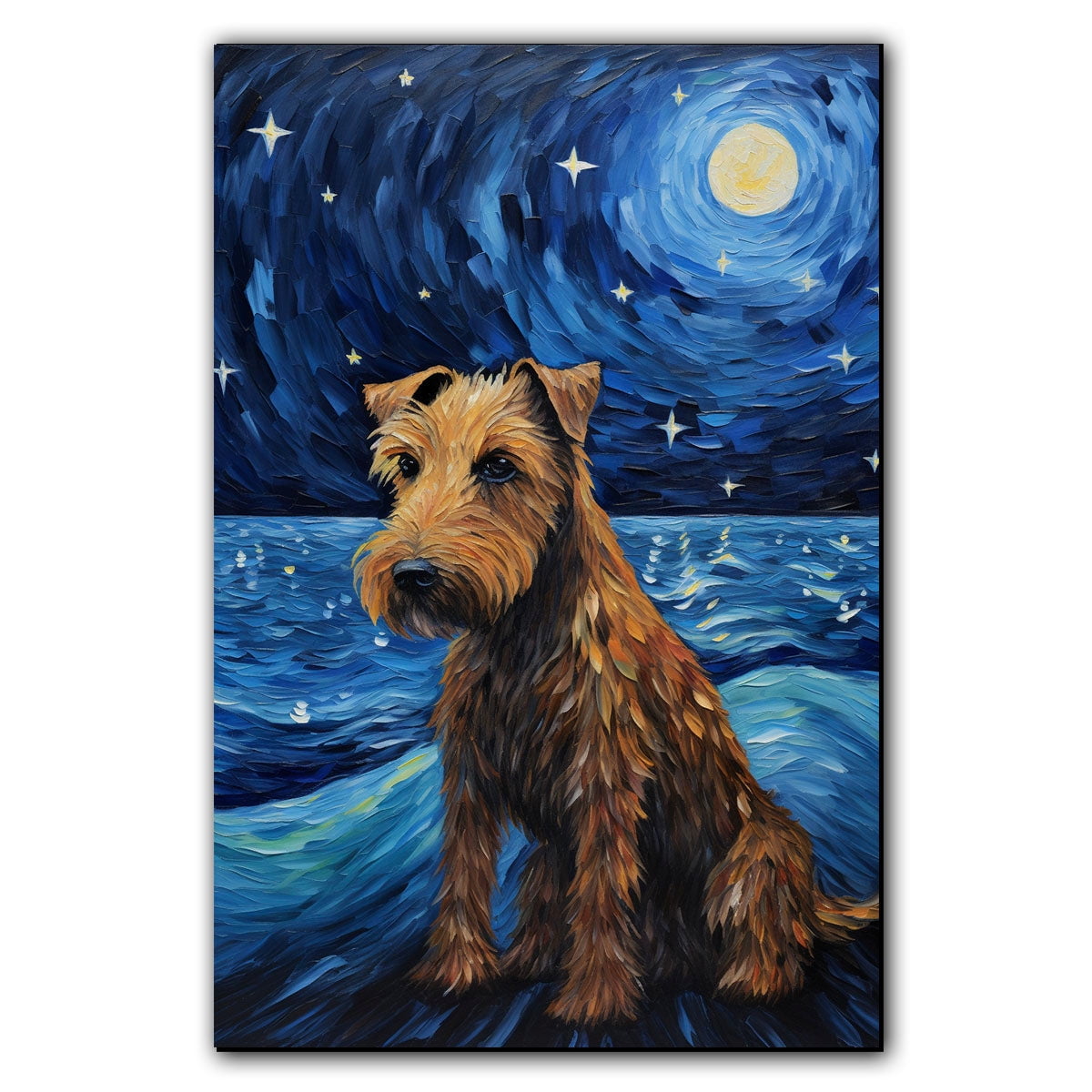 Irish Terrier Art Starry Night Canvas Print of Van Gogh Oil Paintings ...