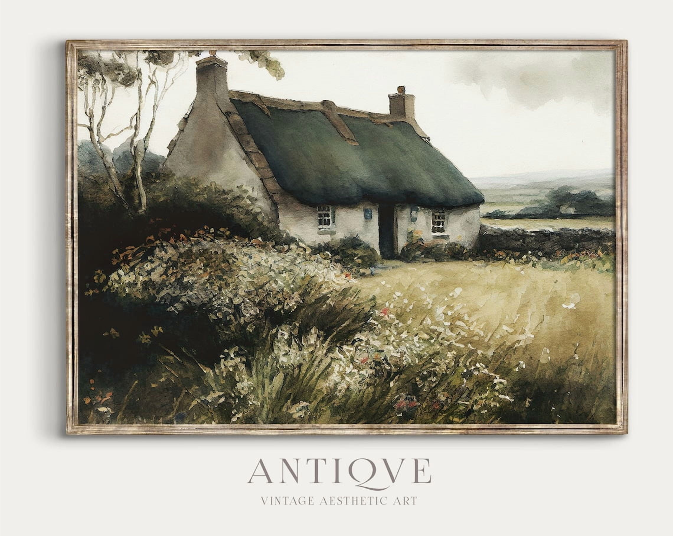 Irish Thatched Cottage Field With Flowers, Ireland Home Decor, Irish ...