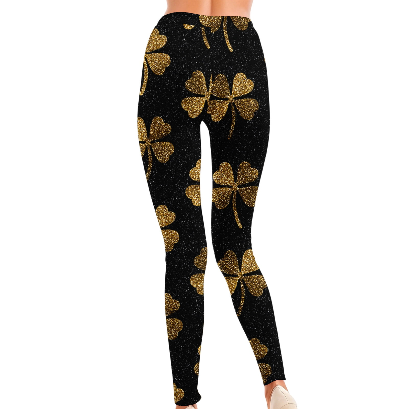 Irish Theme Leggings for Women - St. Patrick's Day Clover Print High ...