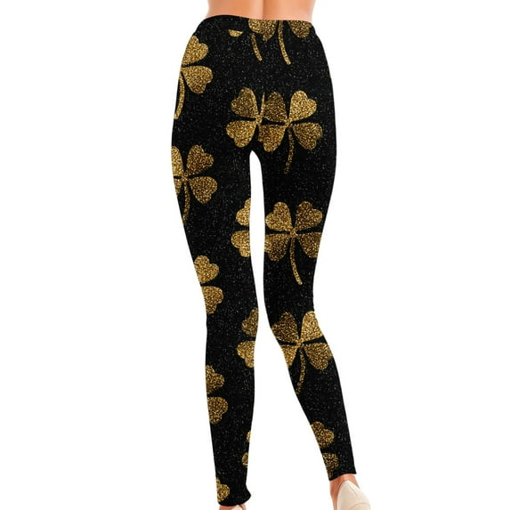 Irish Theme Leggings for Women - St. Patrick's Day Clover Print High ...