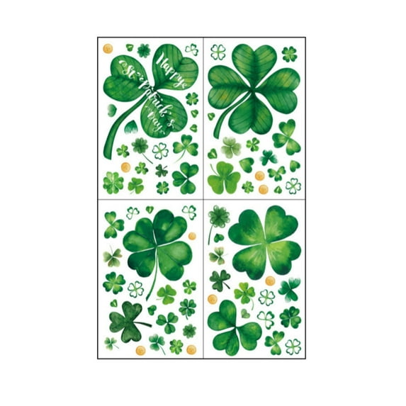 Irish Themed Window Decals With Four-Leaf Clover Pattern Plastic ...