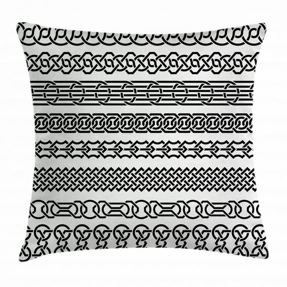 Irish Throw Pillow Cushion Cover, Vintage Borders in the Form of Celtic ...