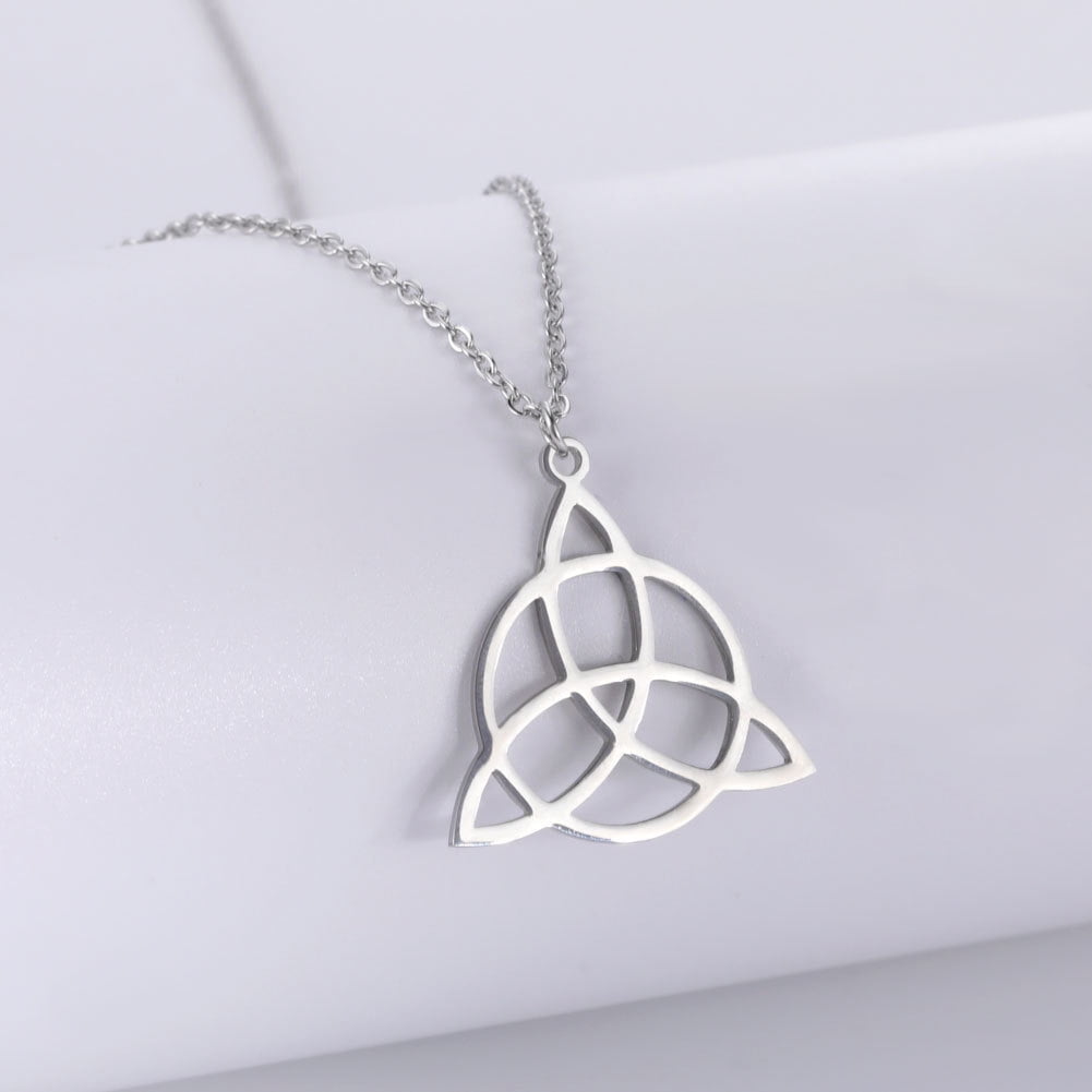 Irish Trinity Knot Necklace 14K White Gold Witch Knot Statement Neck ...