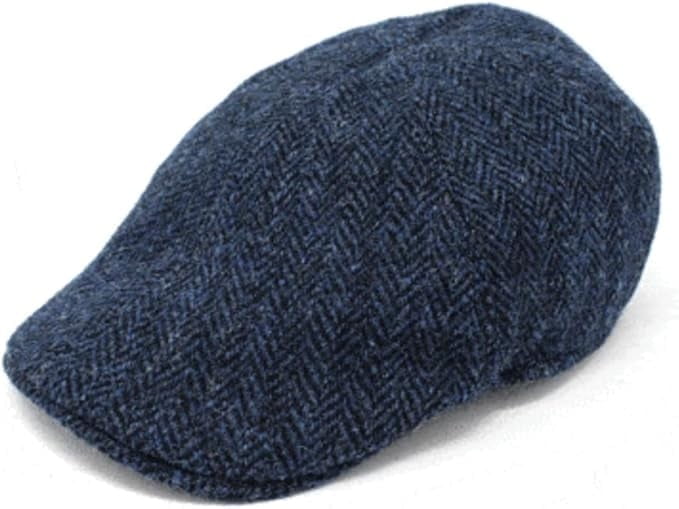 Irish Tweed Blue Herringbone Scally Cap, 100% Tweed, Slim Fit, 6 Panels ...
