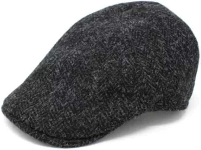 Irish Tweed Gray Herringbone Scally Cap, 100% Tweed, Slim Fit, 6 Panels ...