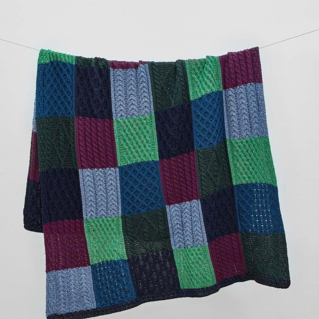Aran Woollen Mills Irish Vintage Patchwork Intarsia Blanket Throw, One ...