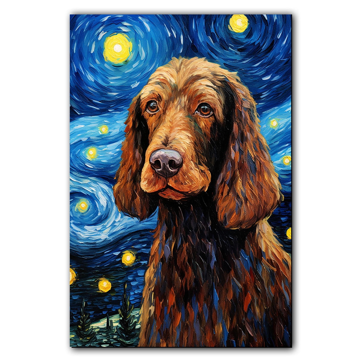 Irish Water Spaniel Dog Art Starry Night Paintings Van Gogh - Inspired ...