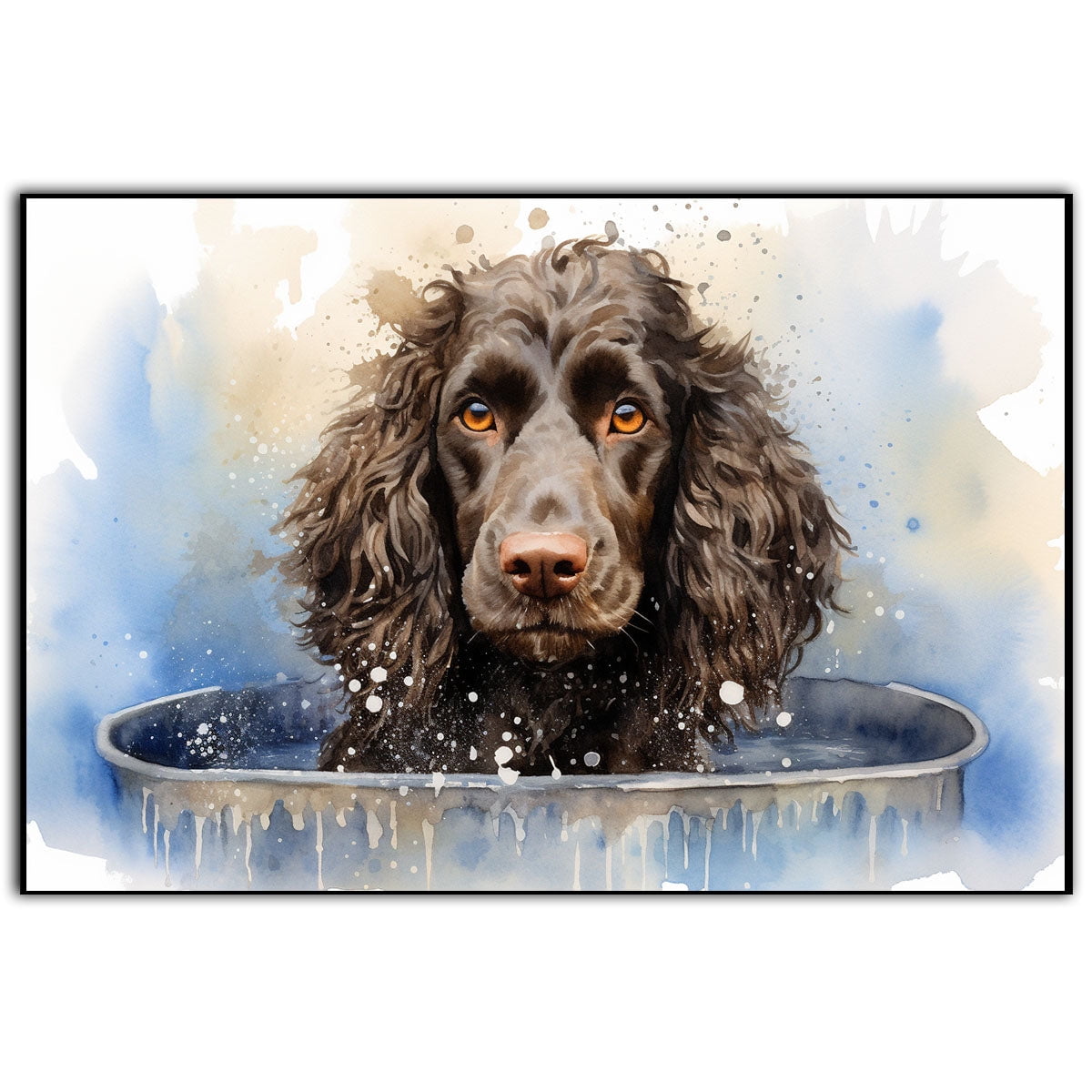 Irish Water Spaniel Dog Canvas Bathroom Décor - Unique Bath Wall Decor ...