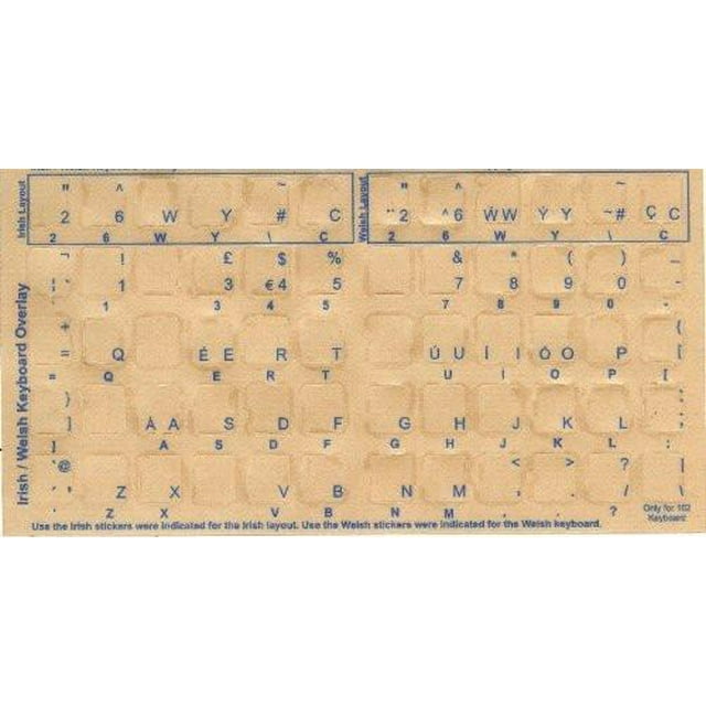 Irish - Welsh Keyboard Stickers - Labels - Overlays with White ...