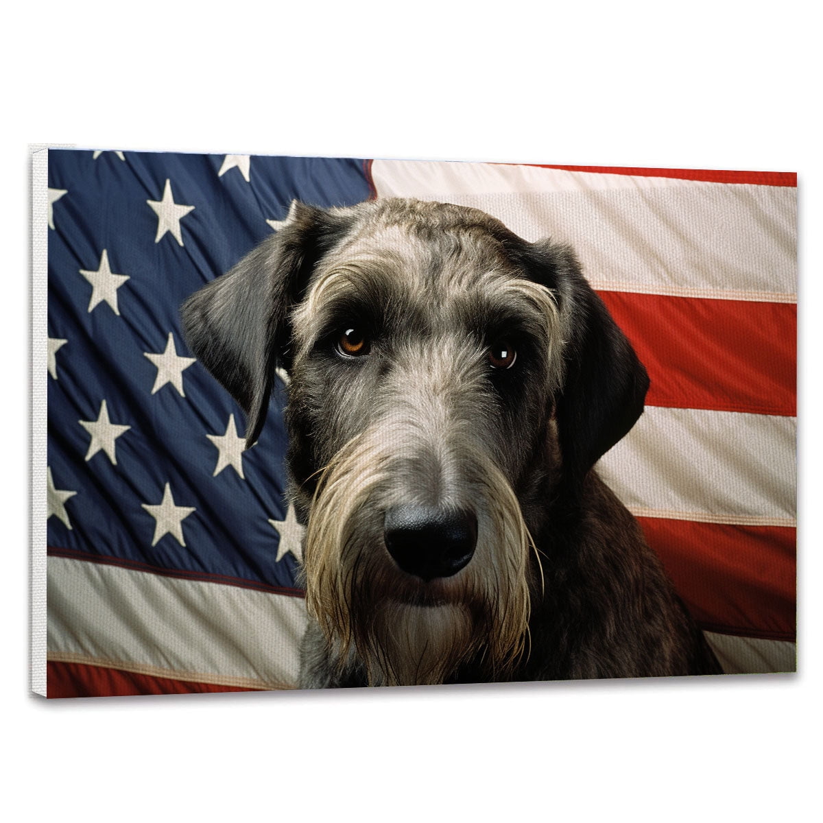 Irish Wolfhound Dog Canvas with American Flag Canvas Wall Art Dog ...