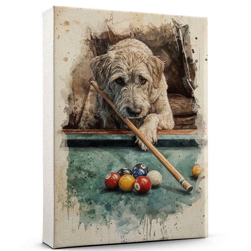 Irish Wolfhound Dog Canvas – Billiards Canvas Print of Funny Irish ...