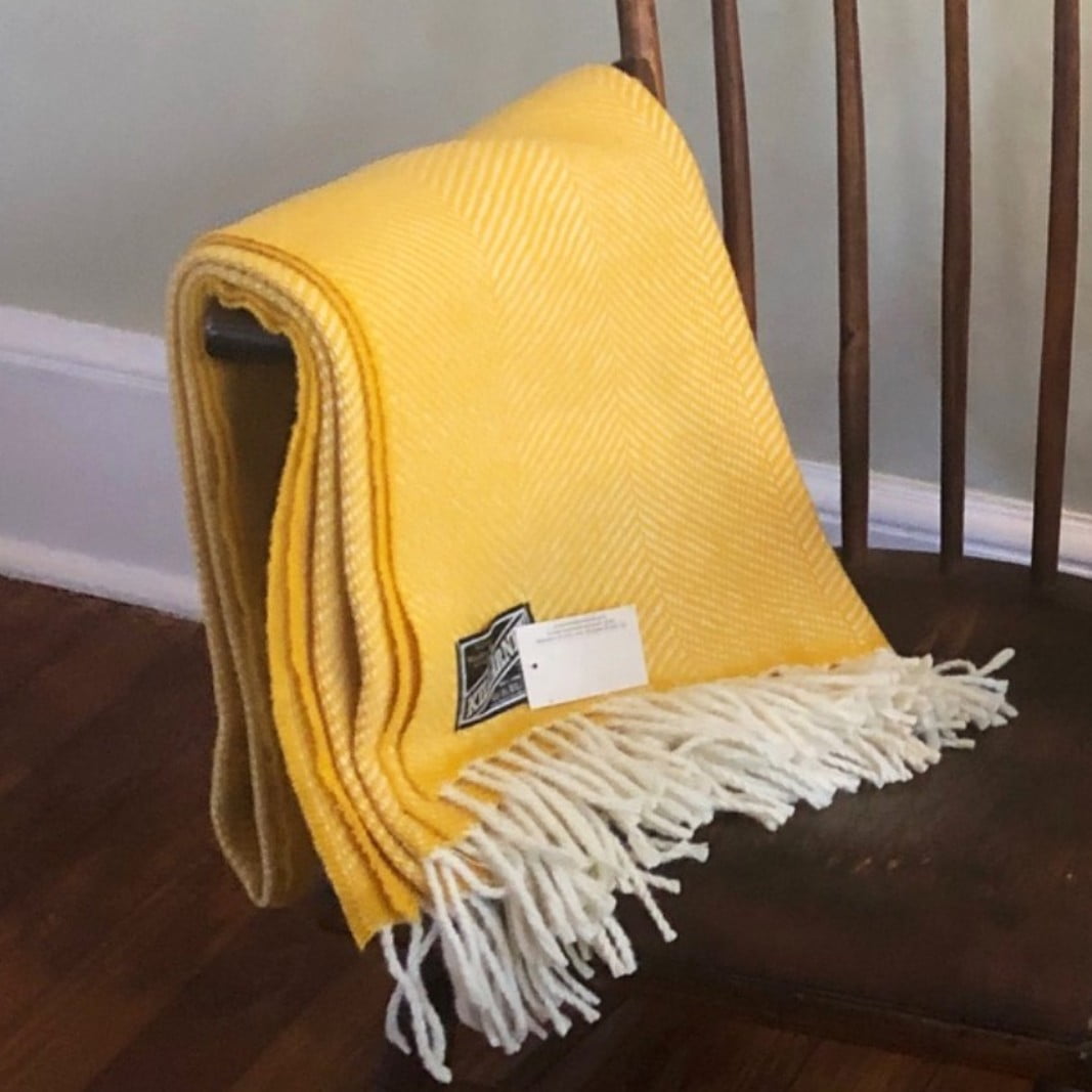 Irish Wool Yellow Herringbone Throw Made By Kerry Woollen Mills ...