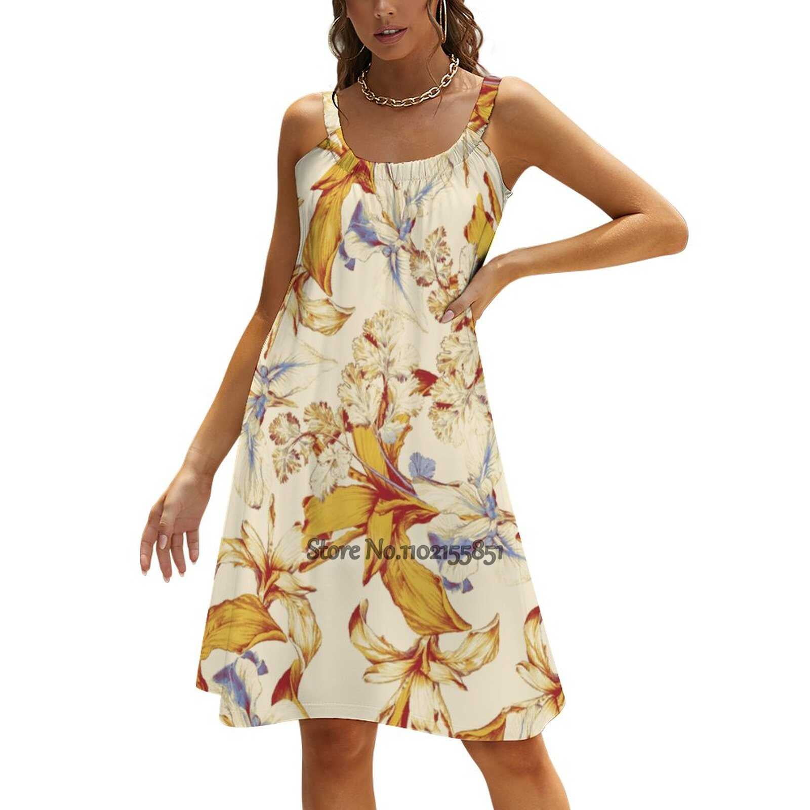Irisses & Coriander Pattern Back Lacing Backless Dress Square Neck ...
