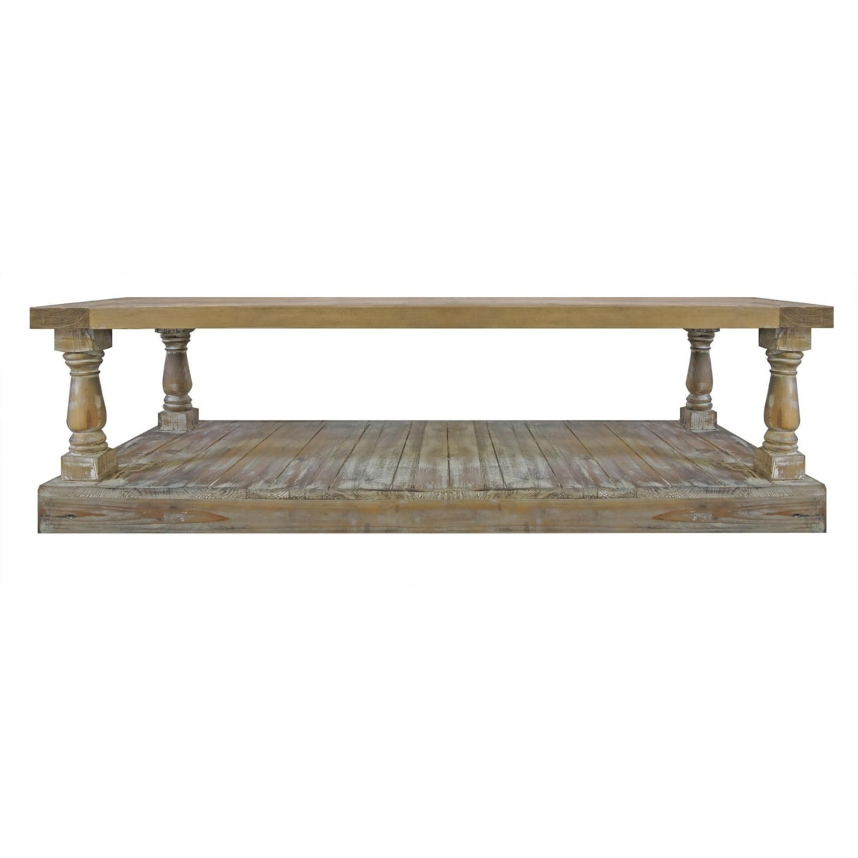Irl 24 Inch Classic Baluster End Table, Shelf, Unfinish Distressed ...