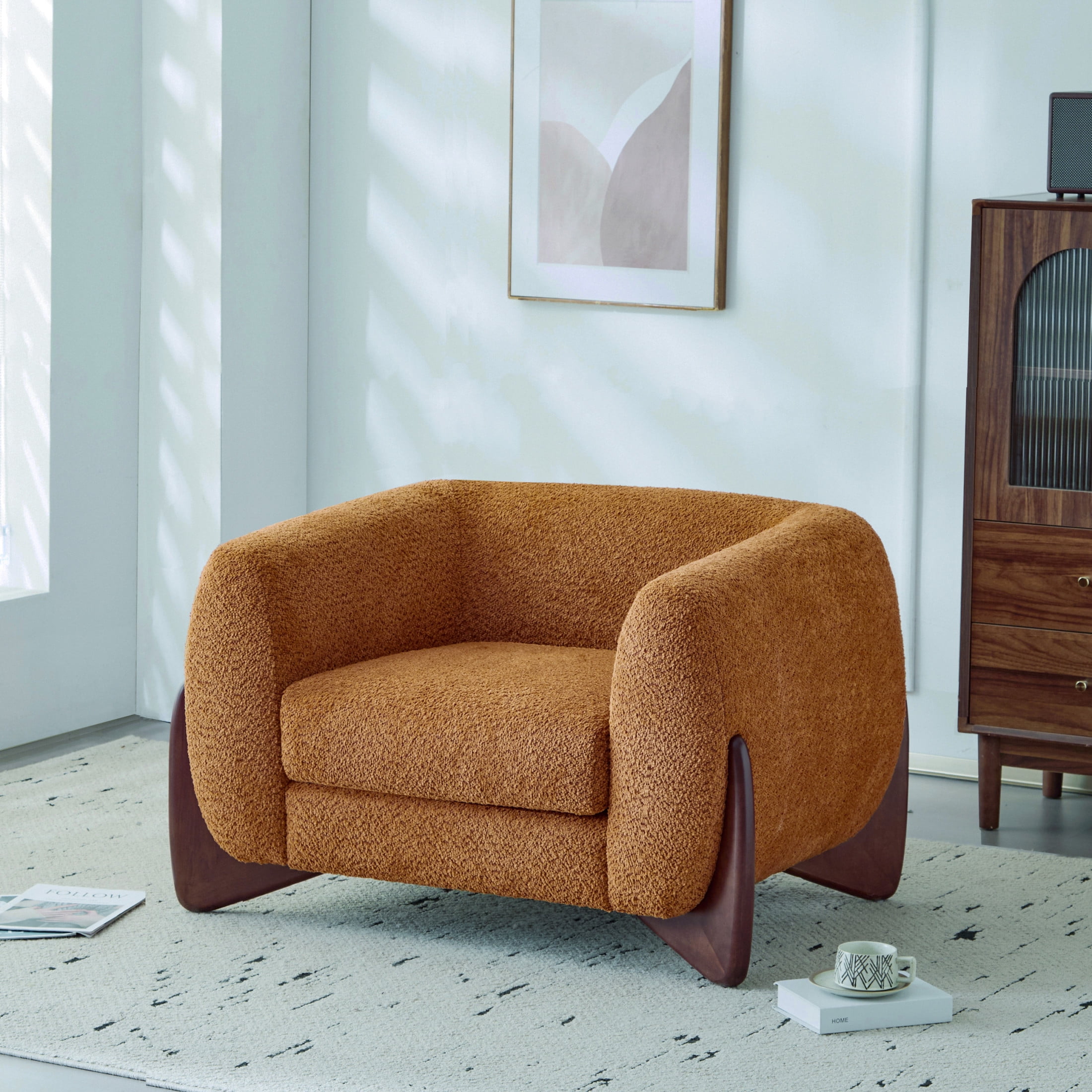 Irlas Modern Boucle Upholstery Club Chair, Armchair with Unique ...