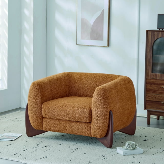 Irlas Modern Boucle Upholstery Club Chair, Armchair with Unique ...