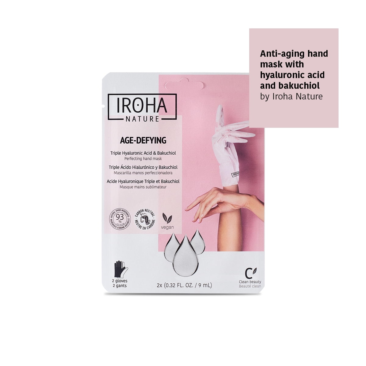 Iroha Nature, Anti-Aging Hand Mask with Hyaluronic Acid and Bakuchiol ...