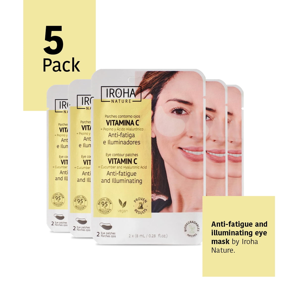 Iroha Nature, Eye Mask for Anti-Fatigue and Illuminating - Pack of 5 ...