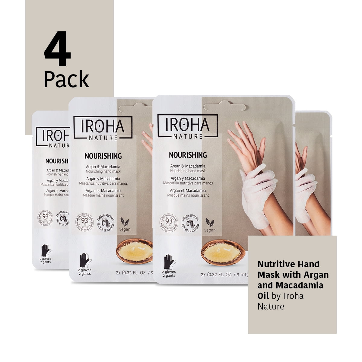 Iroha Nature Hand Mask with Argan Oil and Macadamia, 4 Pairs ...