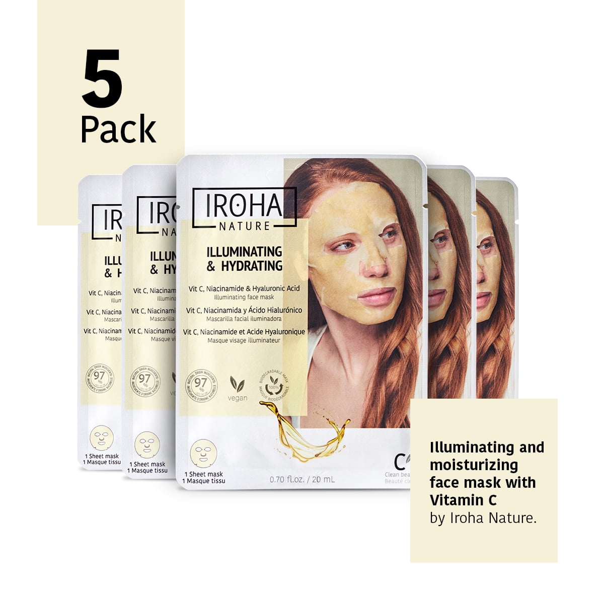 IROHA NATURE Vitamin C Skin Care Mask - Pack of 5 Pieces - Walmart.com