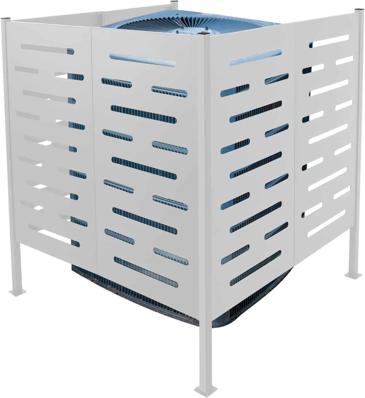 Iron 3-Panels Outdoor Air Conditioner Fence with 4X Raised Feet at ...