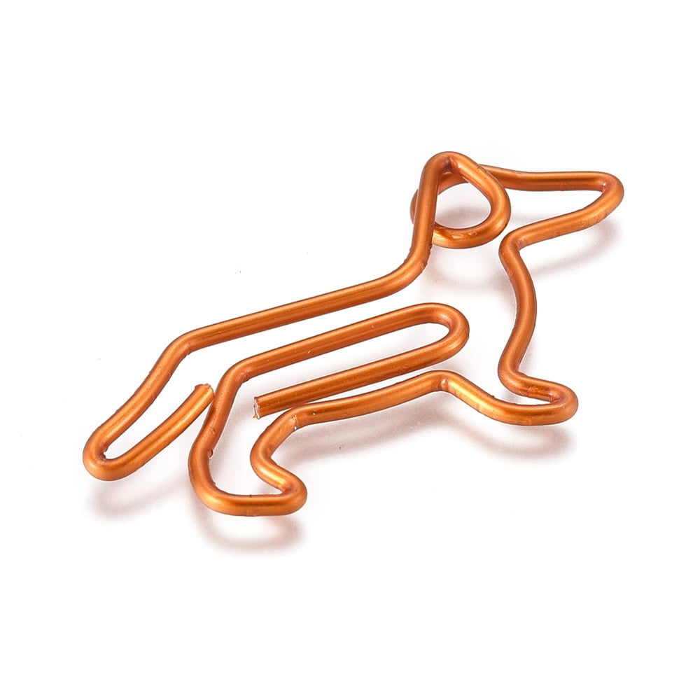 Iron 5 pc Dachshund Shape Iron Paperclips Cute Paper Clips Funny Bookmark Marking Clips Orange ...