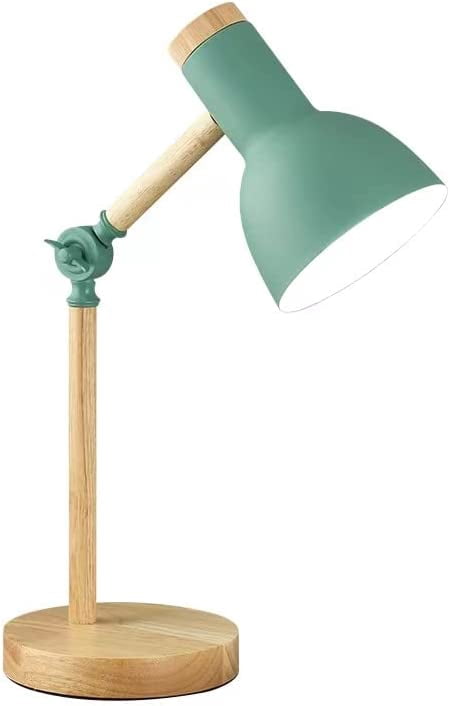 Iron Art Foldable Desk Lamp with Wooden Base 3 Color Switch Brightness ...