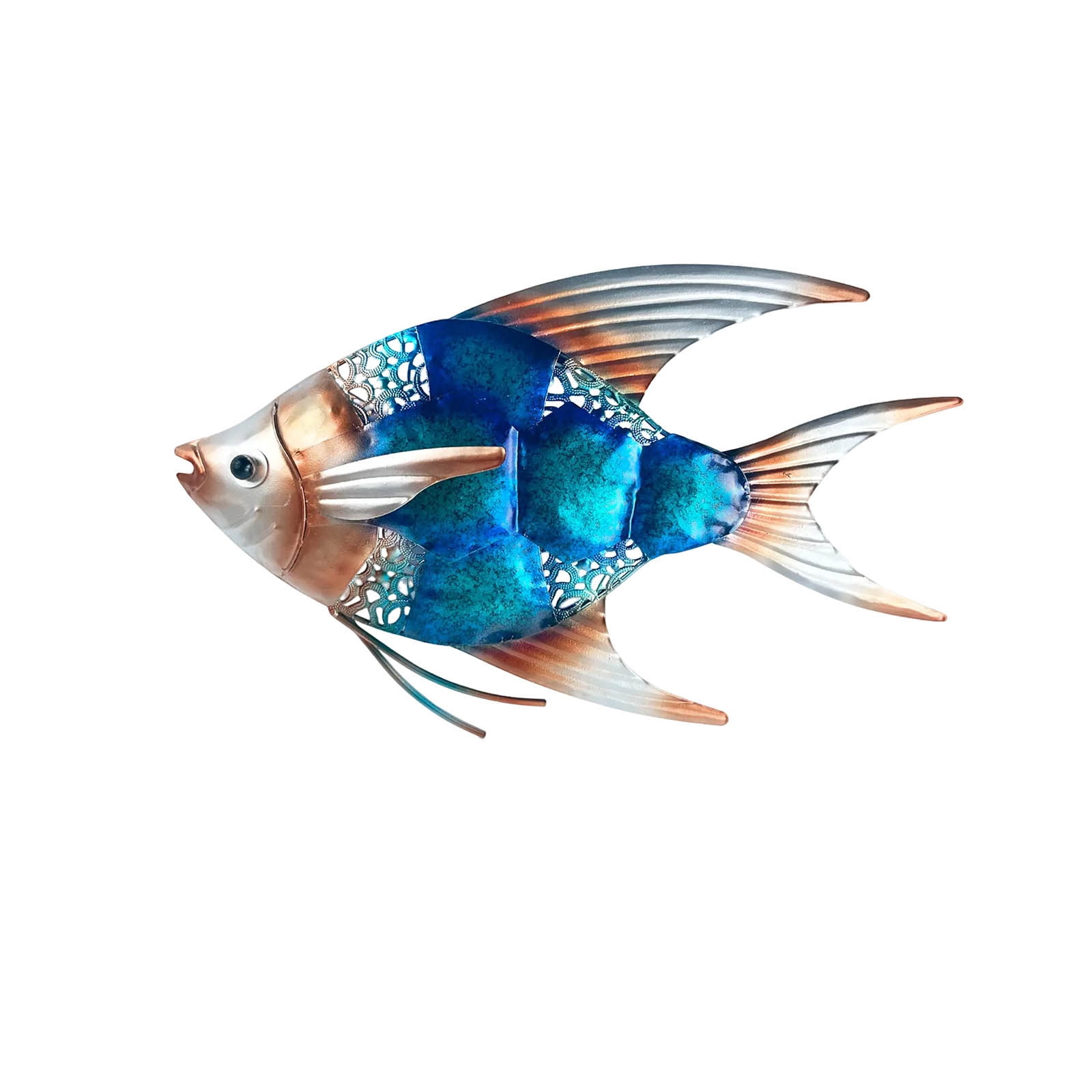 Iron Art Tropical Fish Wall Hanging Garden Pool Wall Decoration 12 Inch ...