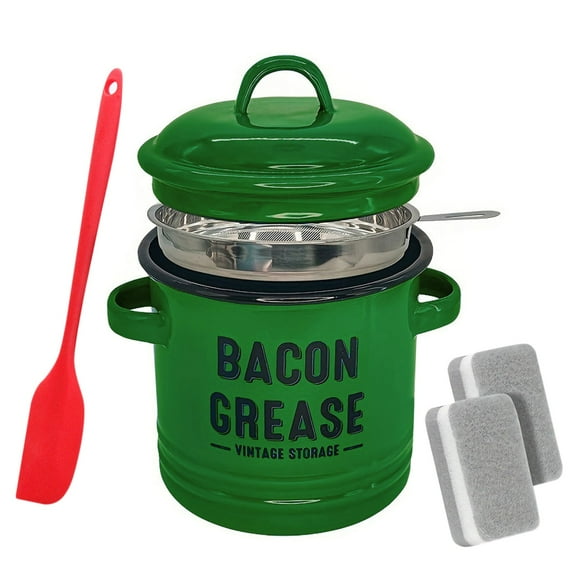 Iron Bacon Grease Container with Filter, Bacon Grease Container with ...