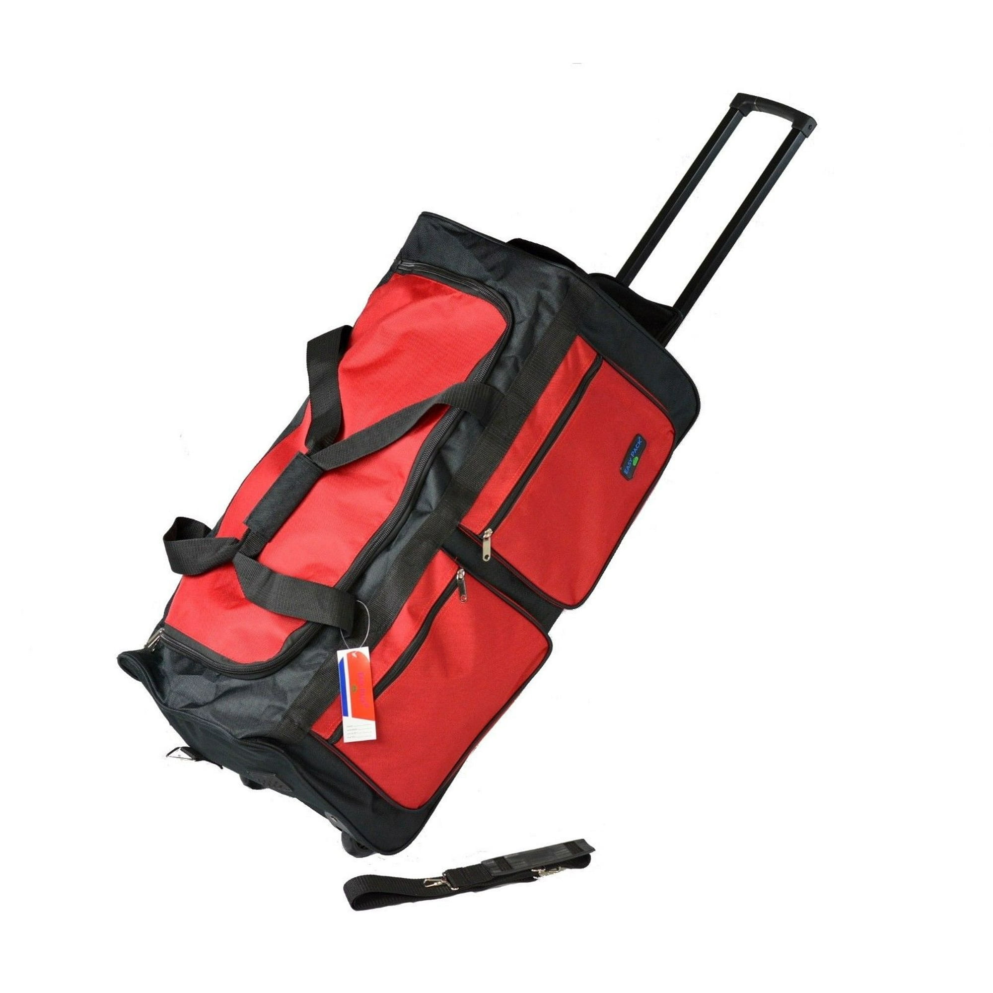Iron Bar 28" Heavy Duty Collapsible Duffle Bag, Red, Multi-Pocket ...