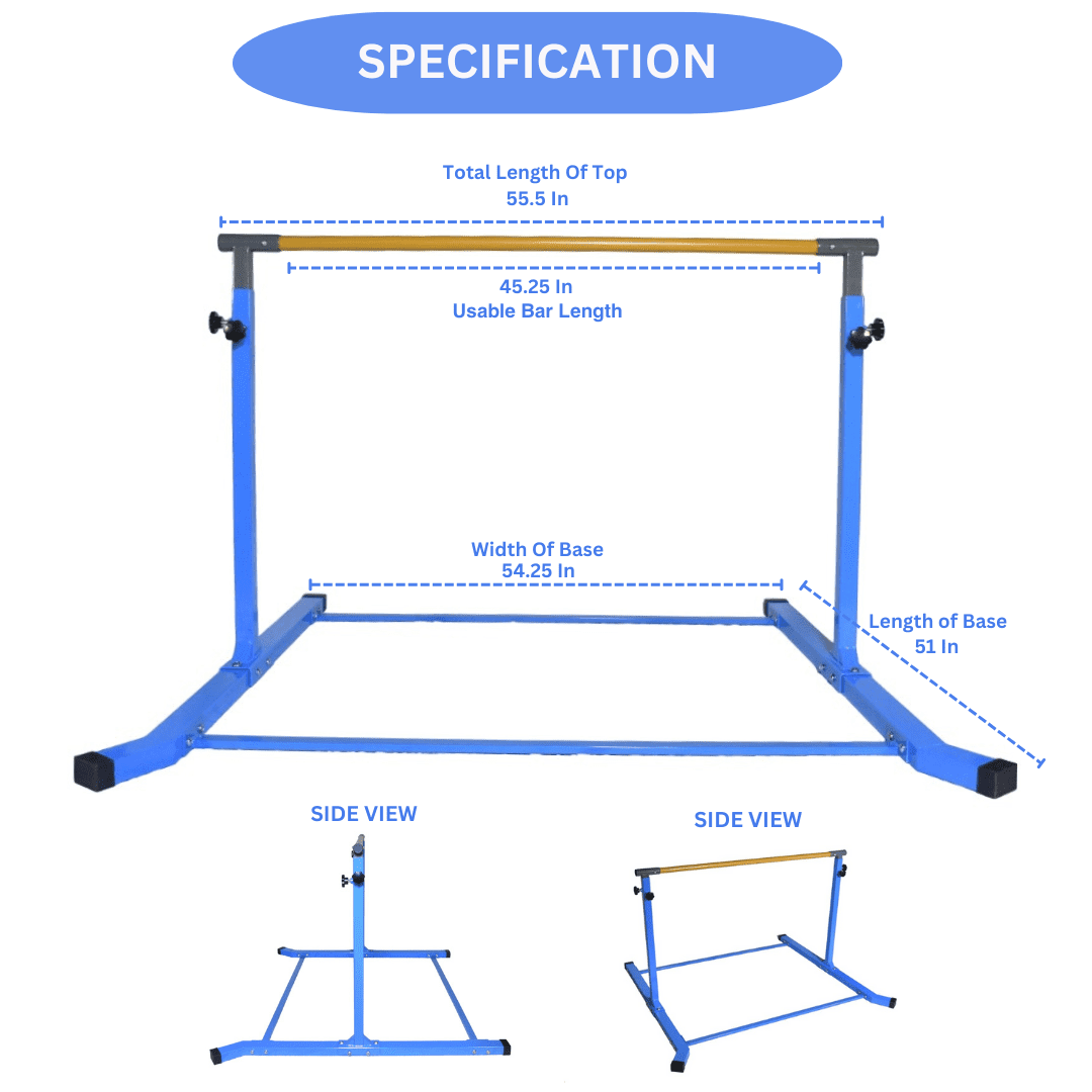🔥Iron Bar Adjustable Gymnastics Bar 3 FT - 5 FT with Custom Curved-Leg ...