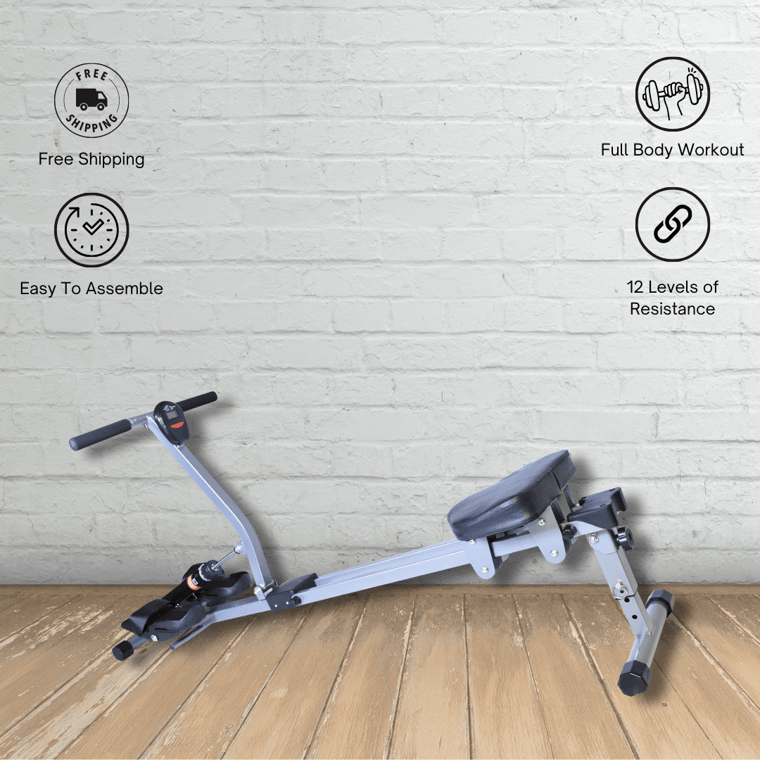 Iron Bar Fitness Compact Gym Equipment: Foldable Rowing Machine with 12 ...