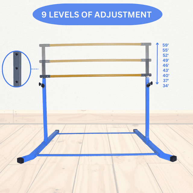Iron Bar 5 FT Adjustable Gymnastics Bar for Home - Professional Kip Bar ...