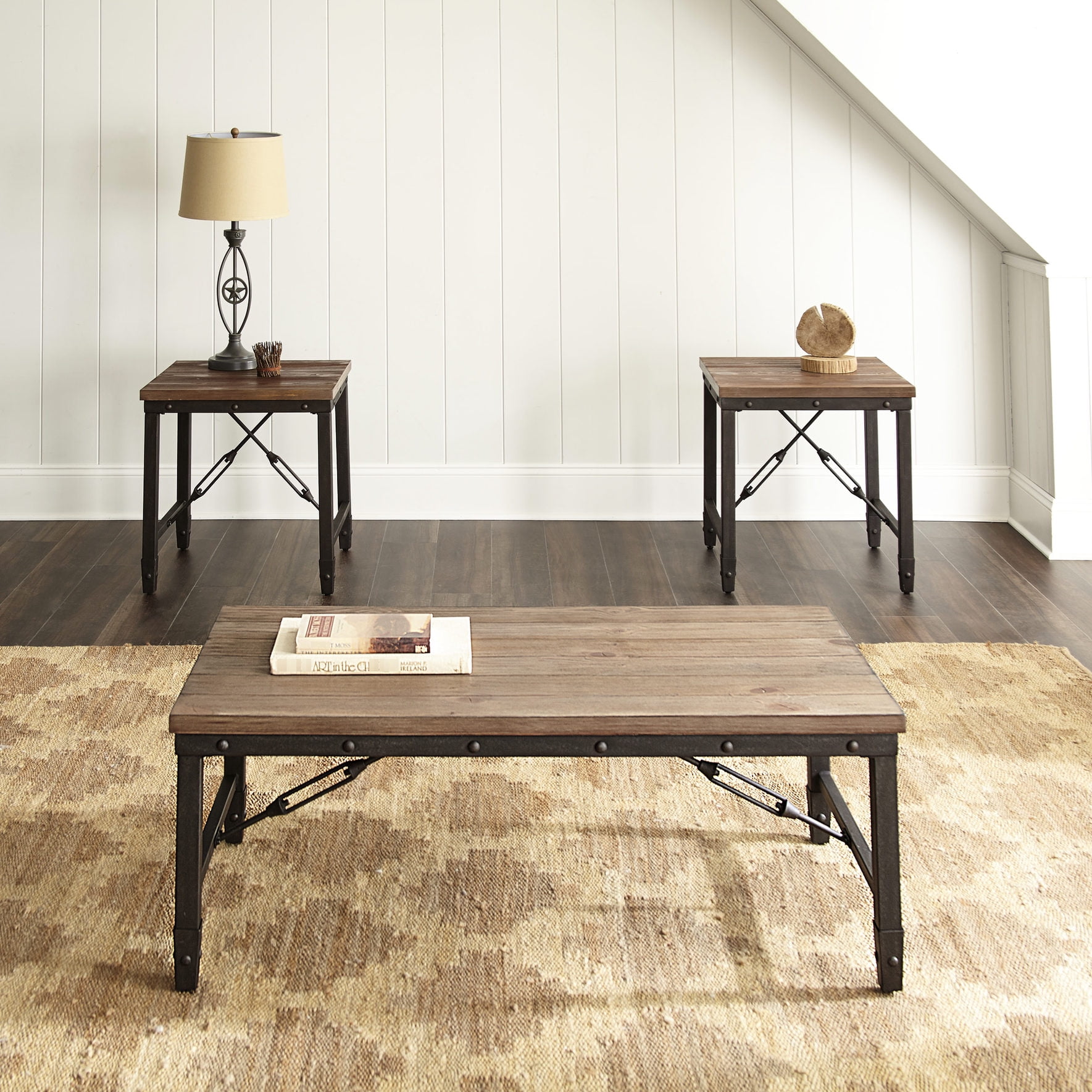 Iron Base with Plastic Glides - 3 - Piece Occasional Table - Bedroom ...
