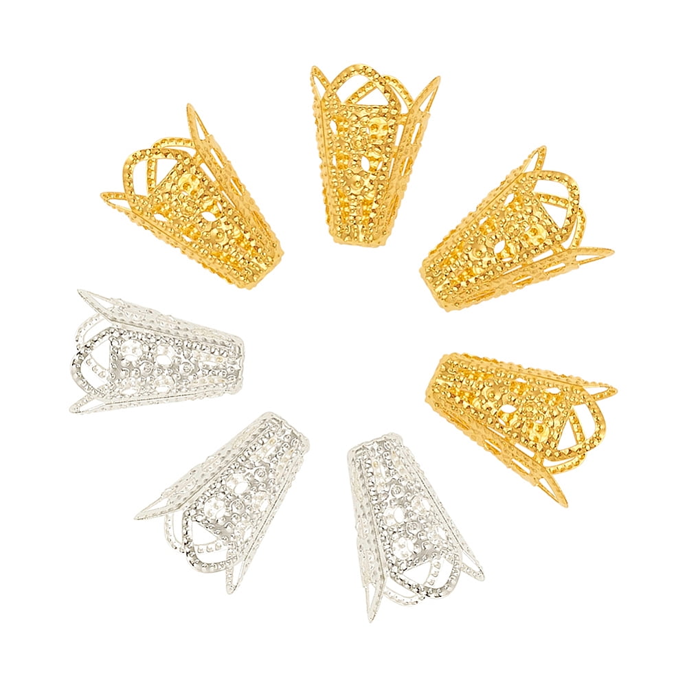 Iron Bead Caps Flower Golden Silver 7.5x10.1cm 340pcs/box - Walmart.com
