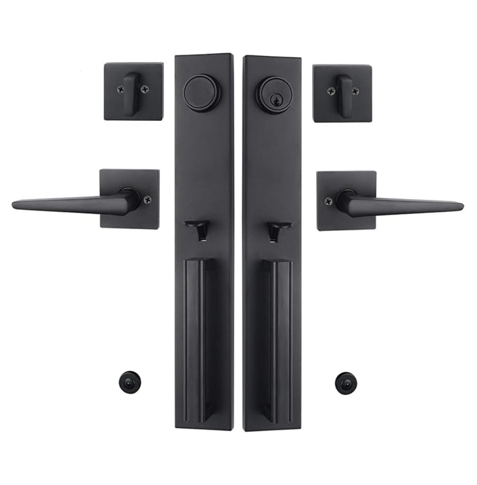 Iron Black Front Double Door Handleset(Keyed&Dummy Set, Matte Black ...