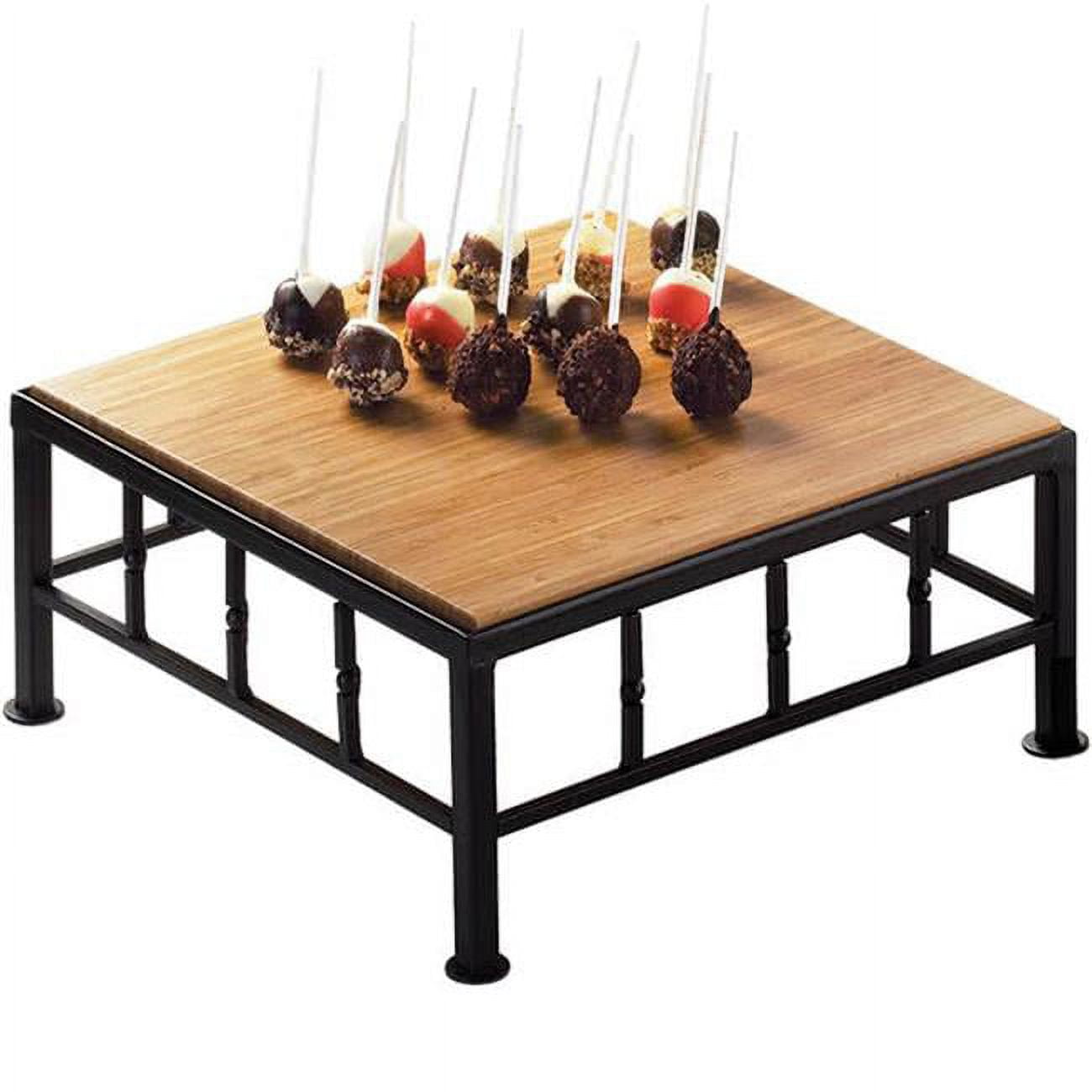 Iron Black Square Riser with Bamboo Top - 12 x 12 x 5 in. - Walmart.com