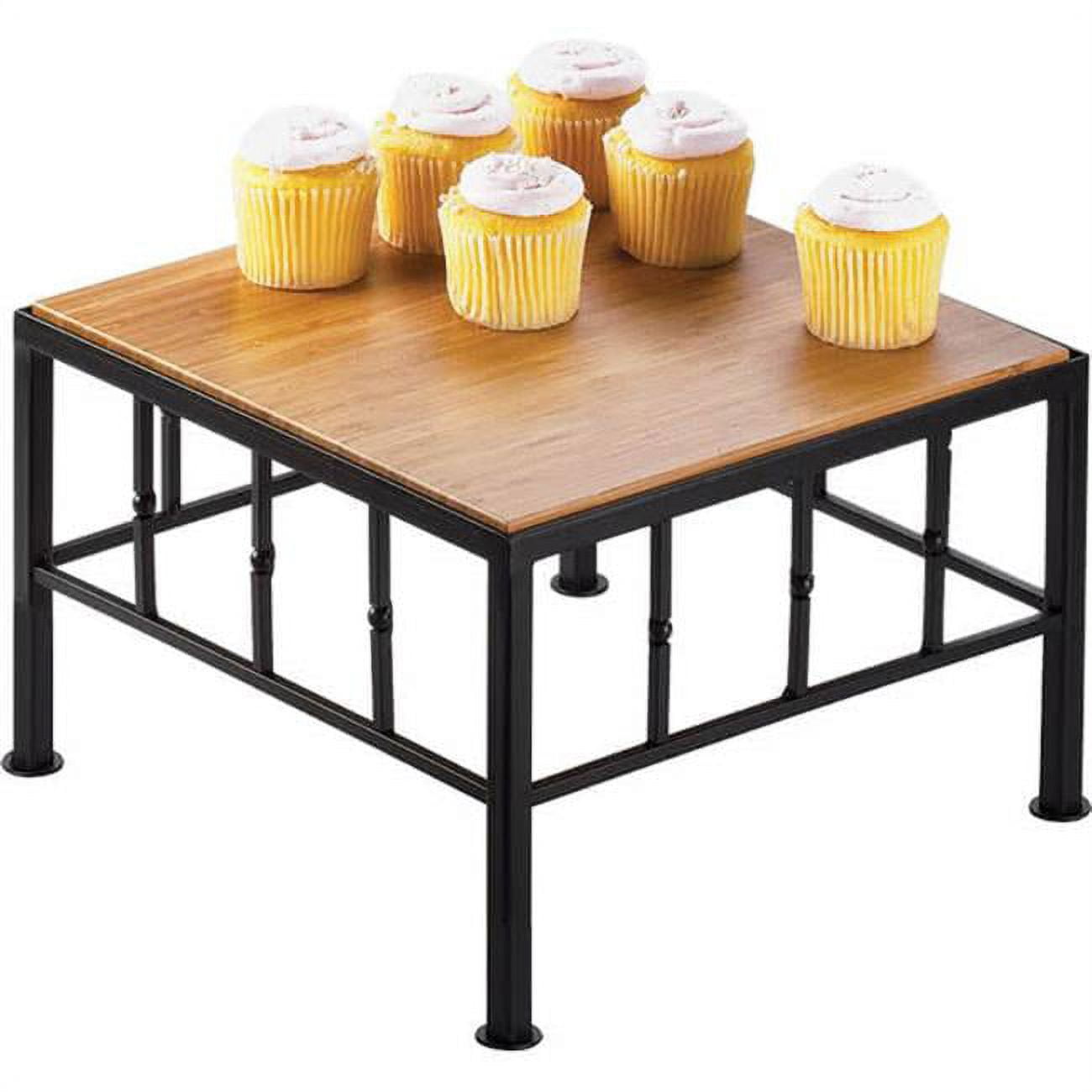 Iron Black Square Riser with Bamboo Top - 12 x 12 x 7 in. - Walmart.com