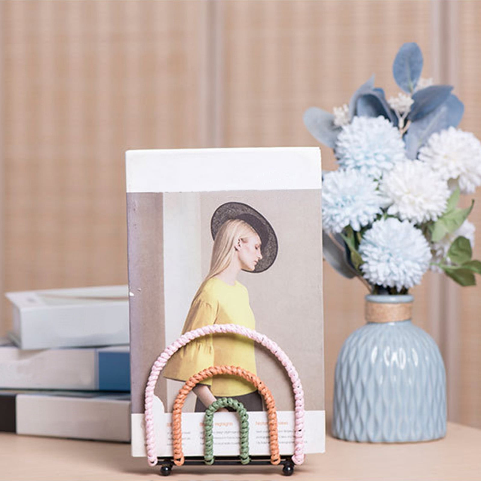 Iron Bookstand Desk Storage Rack, Adjustable Shelf Office Bookshelf ...