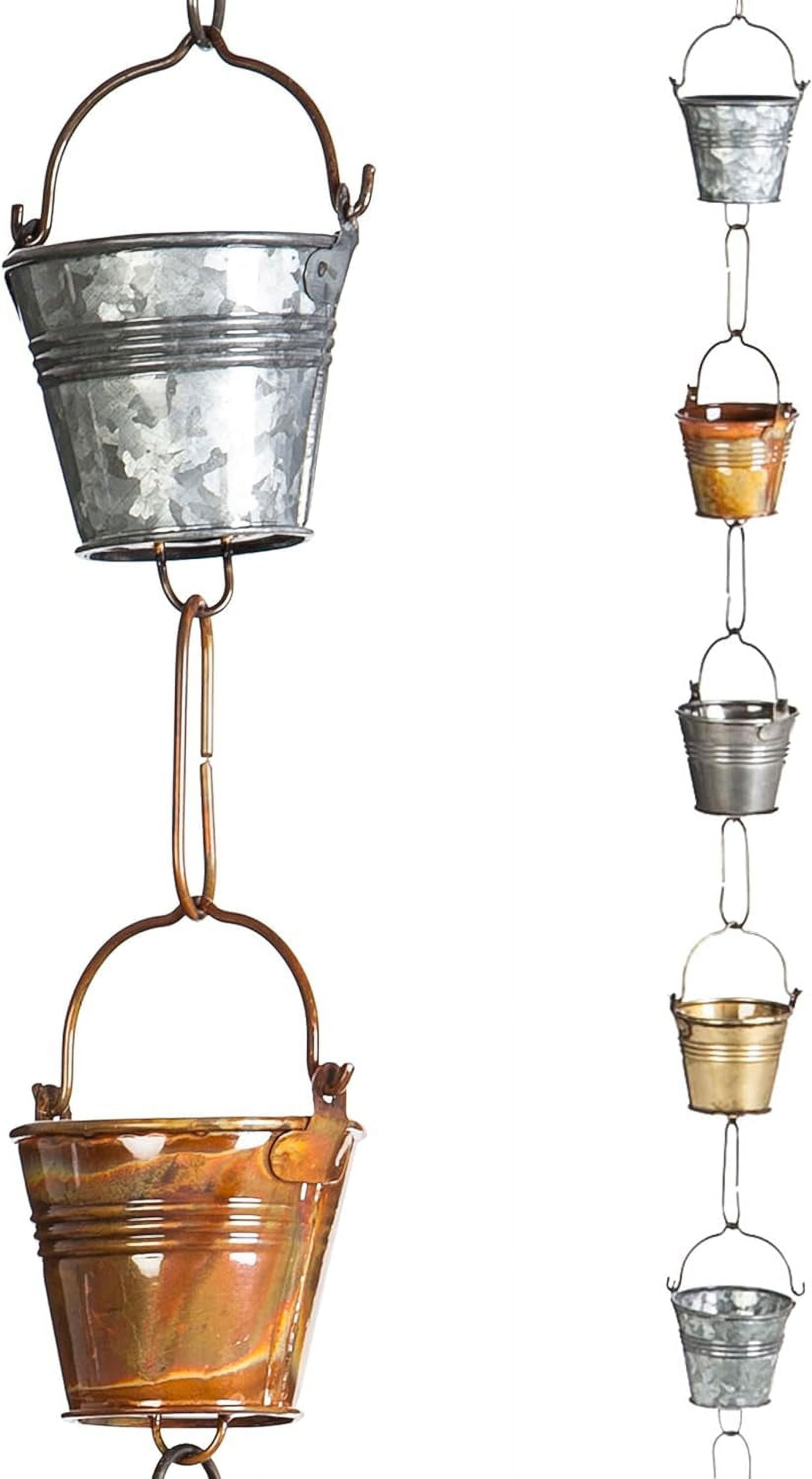 Iron Buckets Metal Rain Chain - Gutter Downspout Diverter, Decorative ...