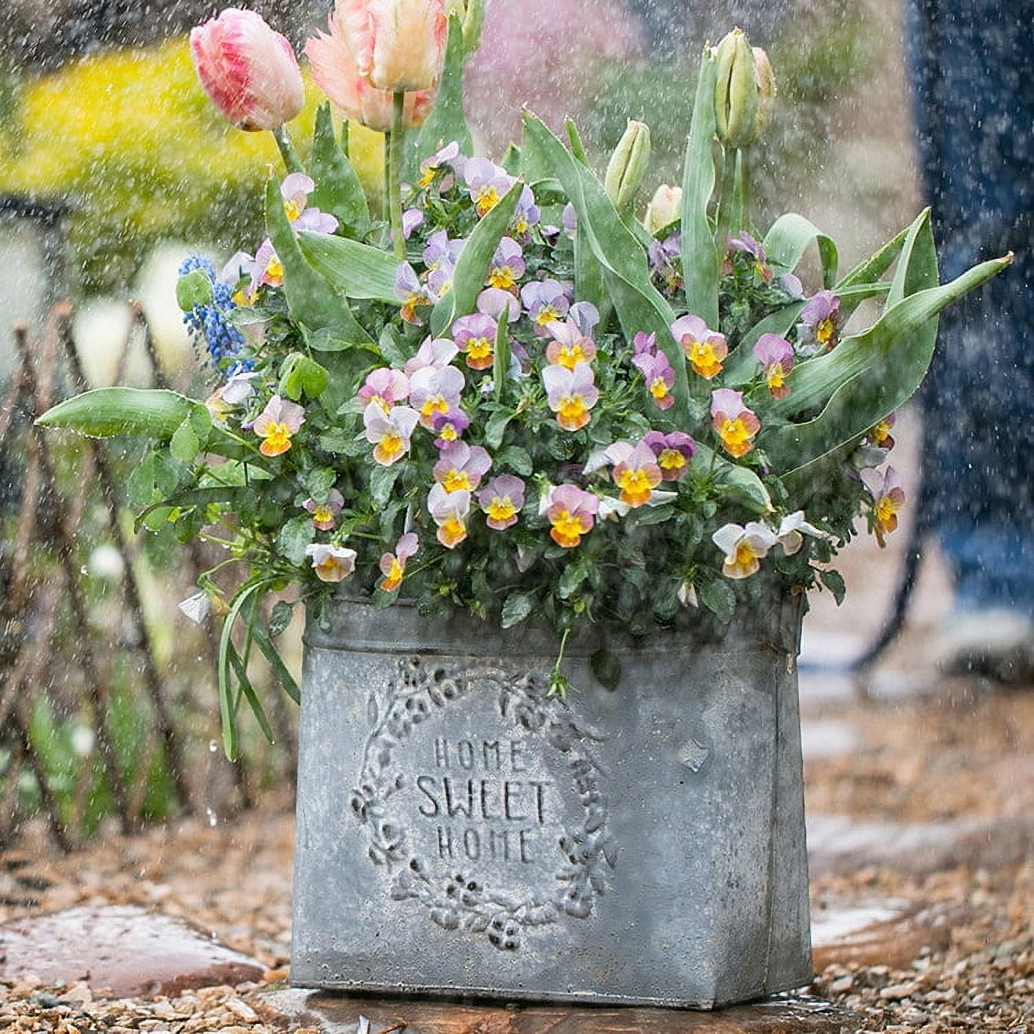 Iron Carry Flower Pot Gray Sweet Home - Walmart Business Supplies