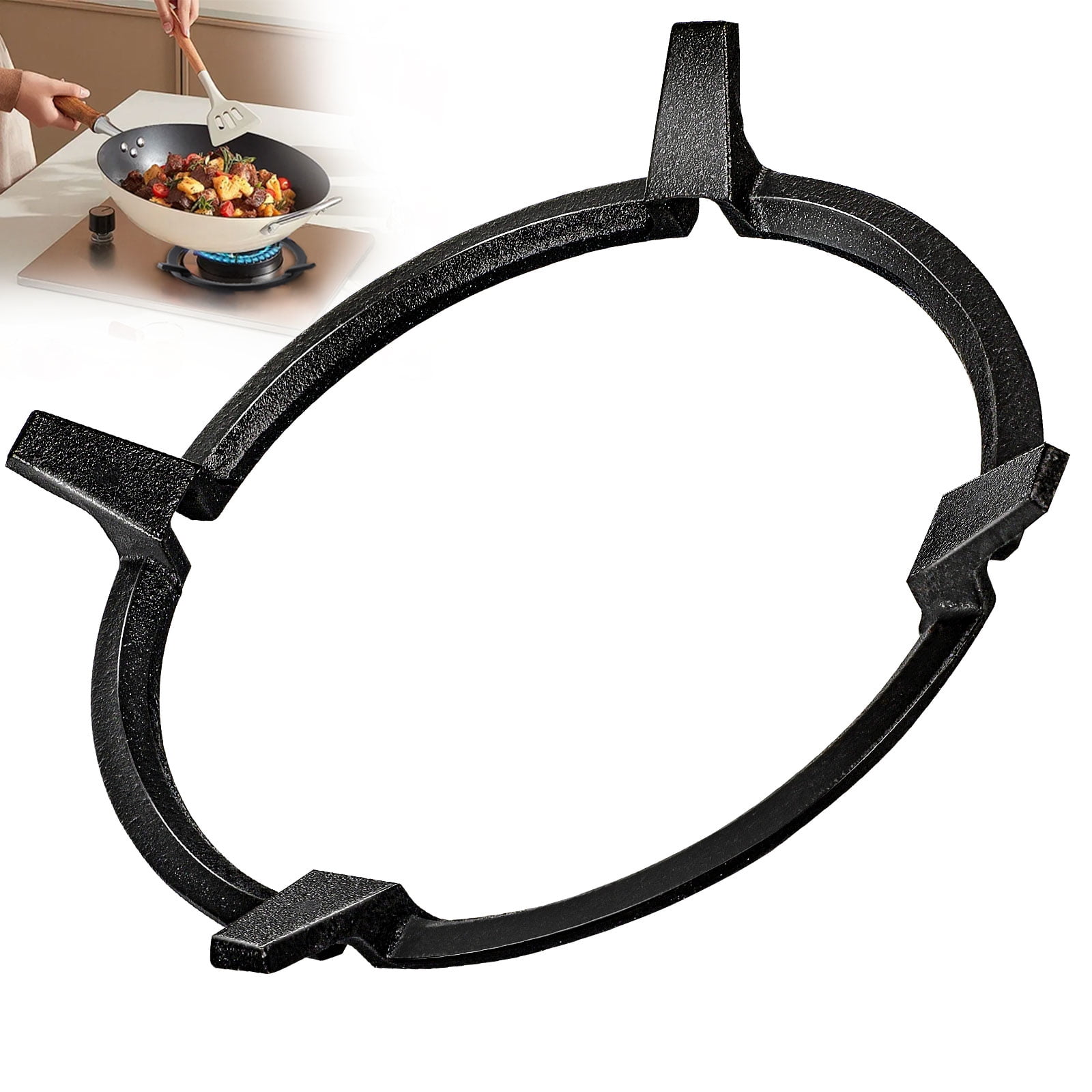 Iron Cast Wok Ring, Lingsida Universal Wok Support Cooktop Holder for ...