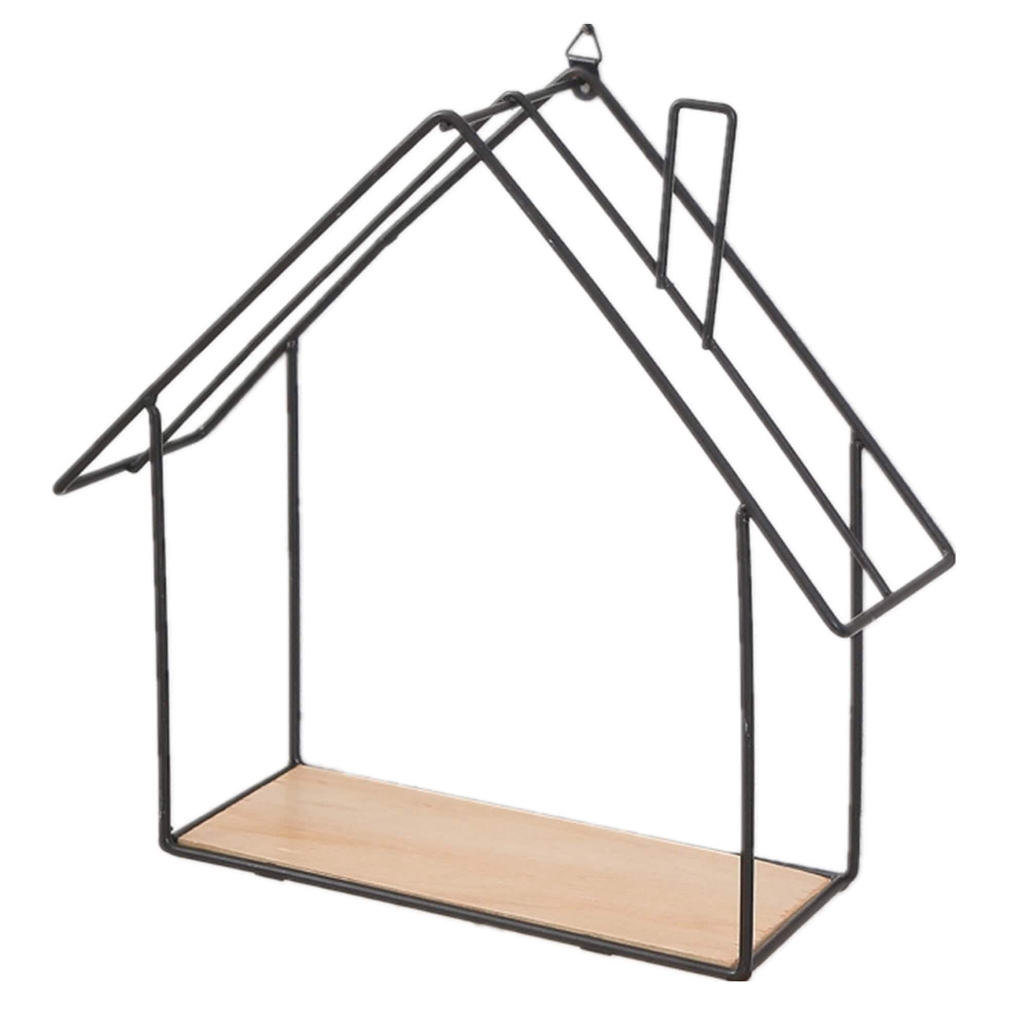 Iron Chimney Hut Wall Hanging Shelf Storage Cabinet - Black Black ...