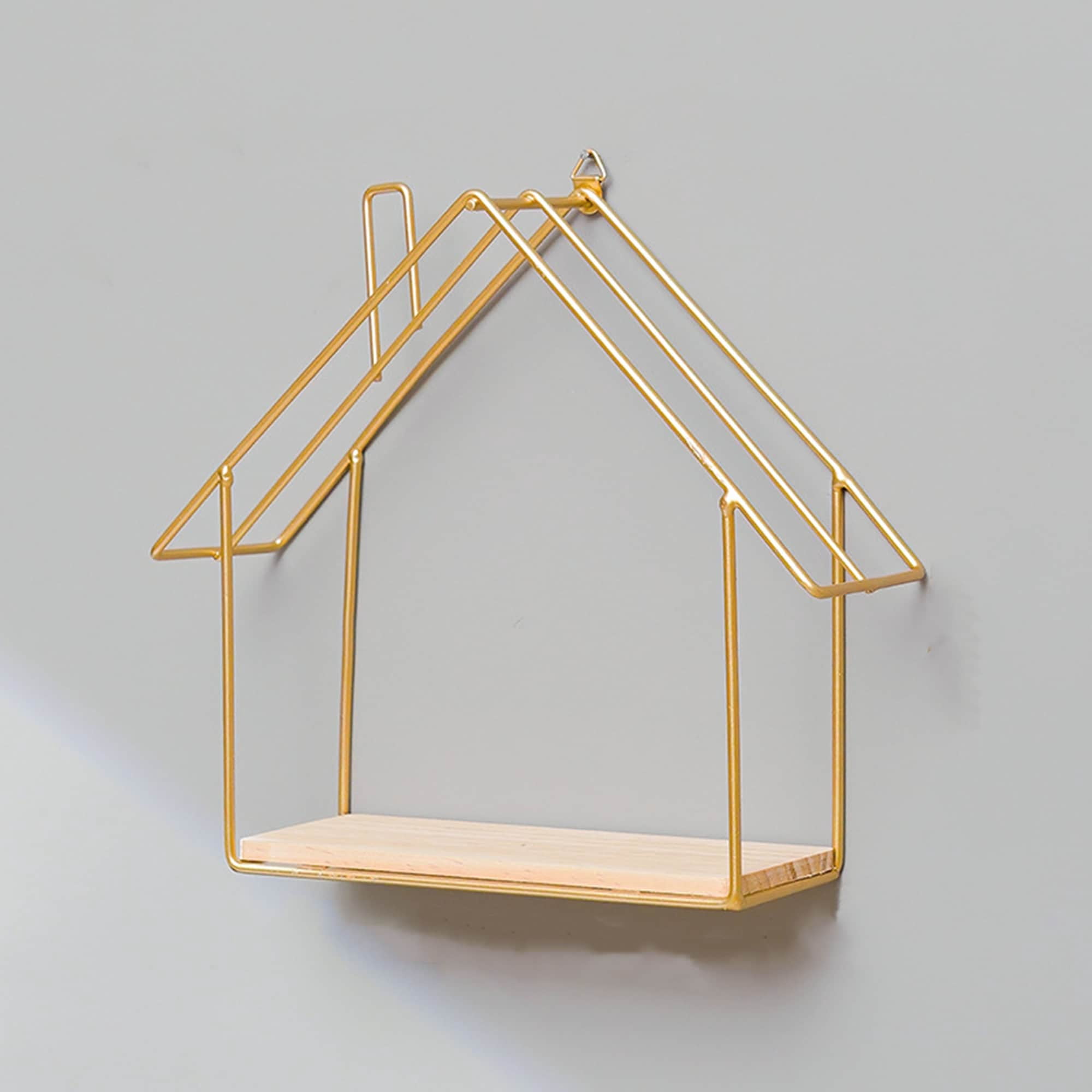Iron Chimney Hut Wall Hanging Shelf Storage Cabinet - Black Gold ...